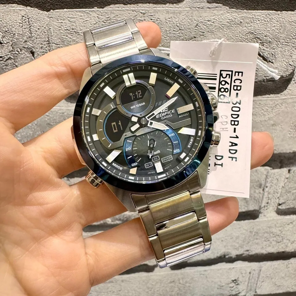 ECB-30DB-1ADF | Đồng Hồ Casio | Edifice | Nam | Dây Kim Loại | Kết Nối Điện Thoại | Hai Đèn Led